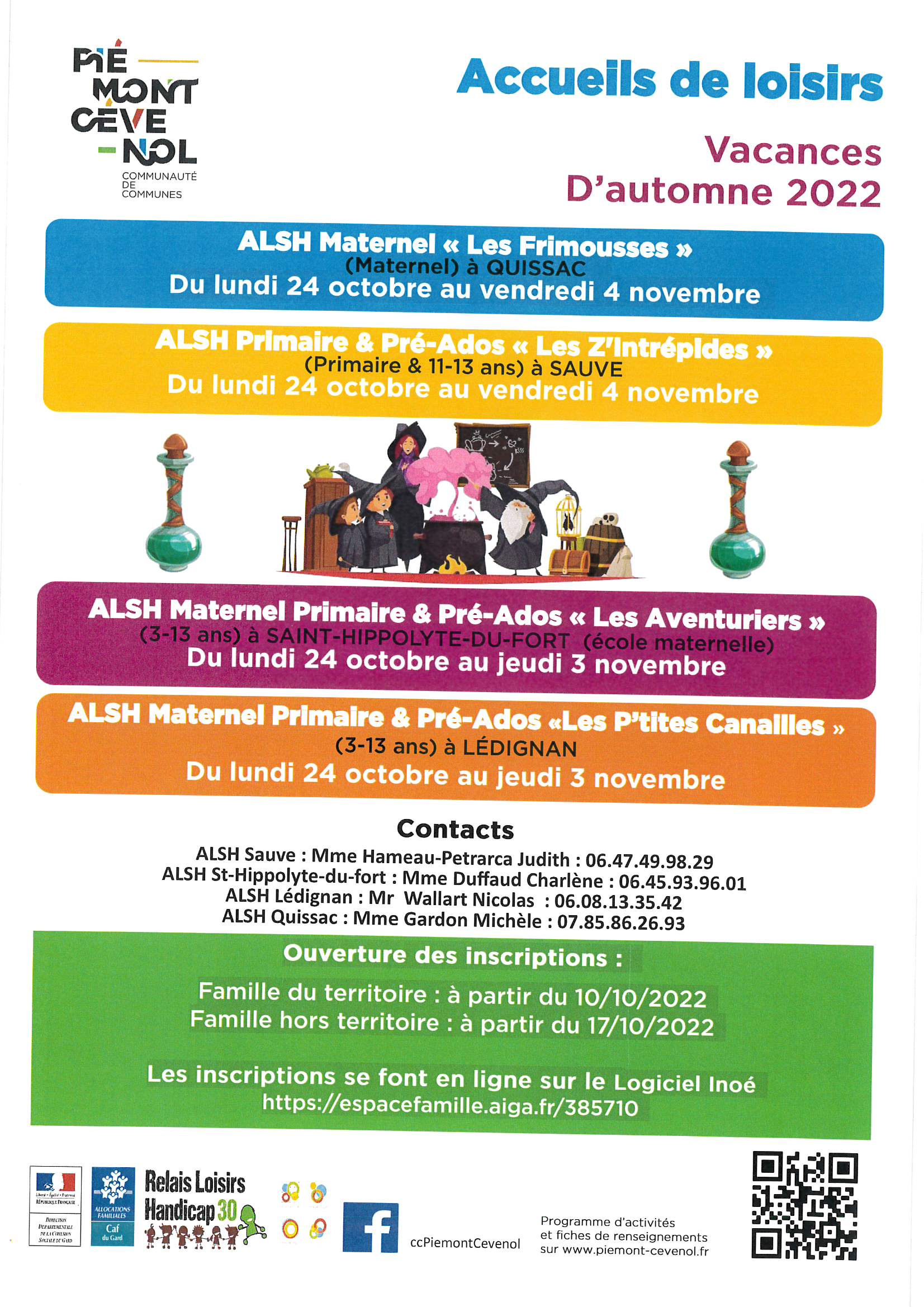 Accueils de loisirs pour les vacances d’automne 2022. - Ville de Sauve ...